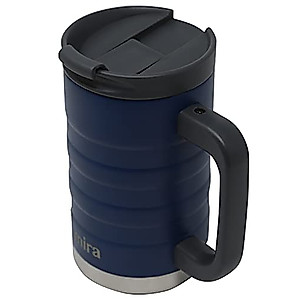 MIRA Vacuum Insulated Coffee Mug with Handle, 14oz Stainless Steel Tea Coffee Travel Mug, Double Wall Reusable thermal Coffee Cup with Lid, Admiral Blue