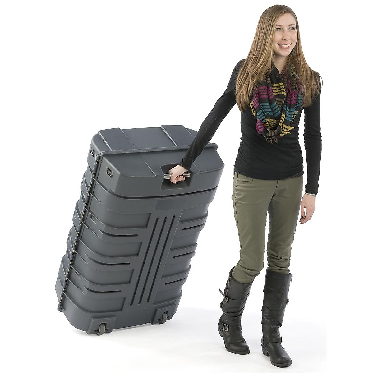 Displays2go 37.9 Inch Portable Trade Show Counter, Converts to Case, Hard Shell Plastic (BMRCNTB1)