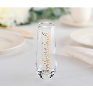 Lillian Rose Mother of Bride Stemless Champagne Wedding Toasting Glass, 1 Count (Pack of 1), Gold