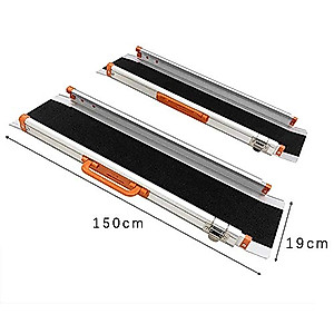 GUENZO Threshold Ramp, Threshold Ramp Scalable Design Aluminum Alloy Nylon Handle Easy to Carry Anti-Slip Matte Paper Wheelchair Baby Carriage Aluminum Ramp, 2 Tablets (Color : Silver, Size : 150cm)