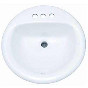 PROFLO PF194RWH PROFLO PF194R Rockaway 19" Circular Vitreous China Drop In Bathroom Sink with Overflow and 3 Faucet Holes at 4" Centers