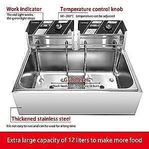 Swinod Commercial Deep Fryer with Basket for Restaurant or Home Use, Detachable Large Capacity Stainless Steel Countertop Electric Oil Fryer with Temperature Control
