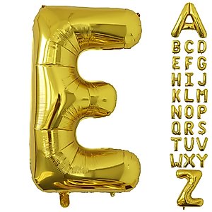 “40” Inch Large Gold Letter Balloons, Big Size Jumbo Helium Mylar Foil Party Balloons"E"for Birthday Party Decorations, Party Wedding Bachelorette Bridal Shower Decoration Holiday Balloon Decoration