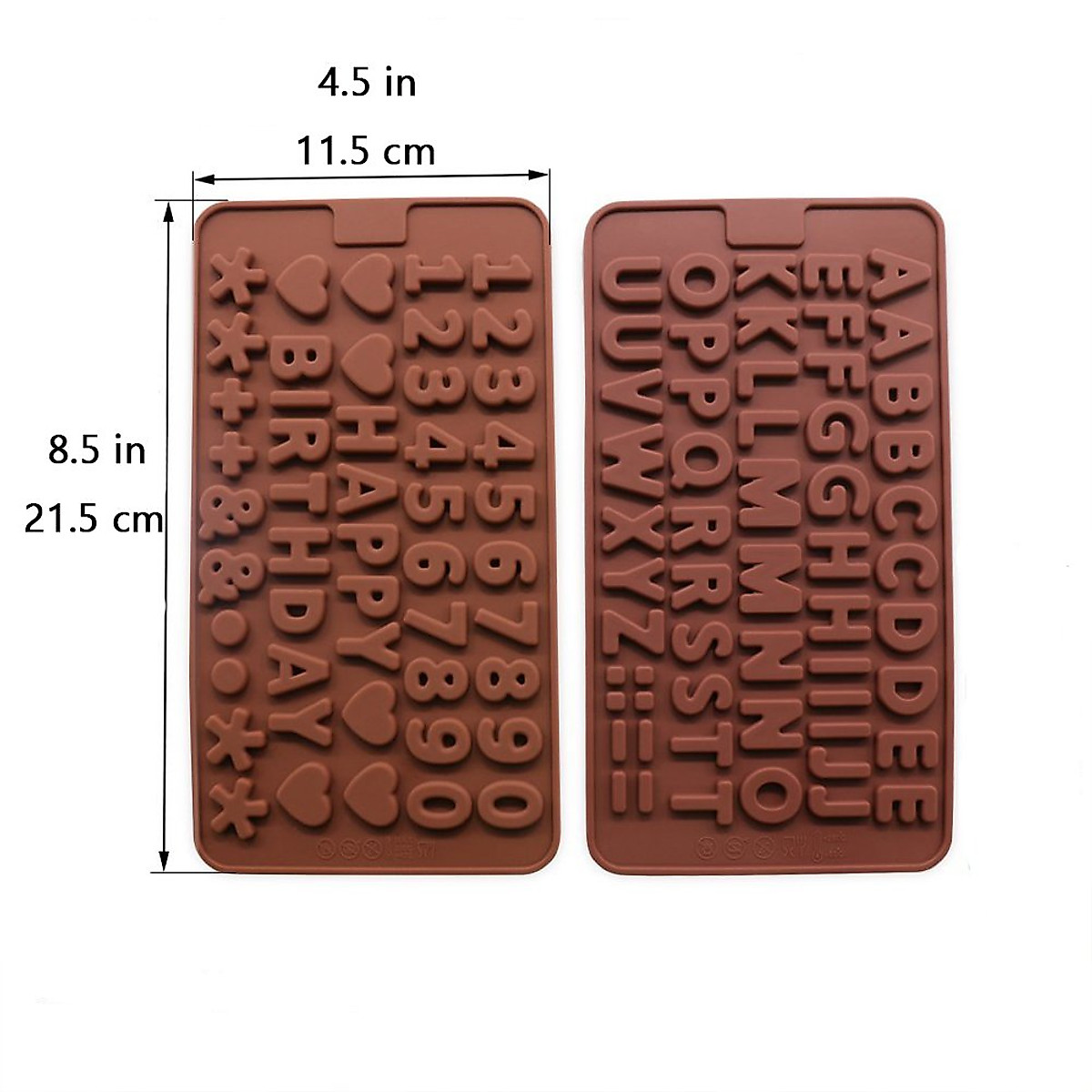 Silicone Letter Mold and Number Chocolate Molds with Happy Birthday Cake Decorations Symbols 2pcs