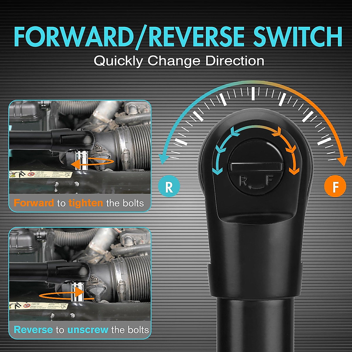 DURATECH Extended Cordless Ratchet Wrench, 3/8" 12V 44 Ft-Lbs Long Neck Electric Ratchet Wrench with 2-Pack 2.0Ah Li-Ion Battery, 1 Hour Fast Charger, 10 Sockets Accessories & Variable Speed Trigger