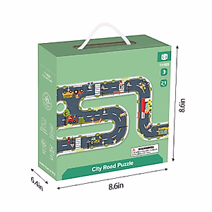 TOOKYLAND City Roads Floor Puzzle - 21pcs - Interactive Street Jigsaw Puzzle, for Kids Ages 3+