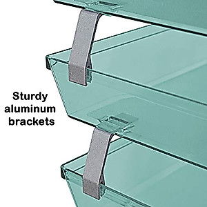 Acrimet Facility 4 Tier Letter Tray Side Load Plastic Desktop File Organizer (Clear Green Color)
