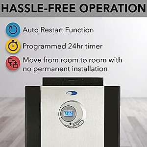 Whynter ARC-143MX 14,000 BTU (9,456.1 BTU SACC) Dual Hose Cooling Portable Air Conditioner, Dehumidifier, and Fan with 3M Filter Storage Bag, up to 500 sq ft in Platinum/Black