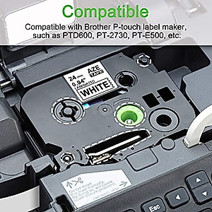 Replacement for Brother Ptouch 12mm TZe Label Tape Multicolor Bundle with Compatible 24mm Label Tapes TZe-251, Black on White/Orange/Red/Blue/Yellow/Green (Total 9-Pack)