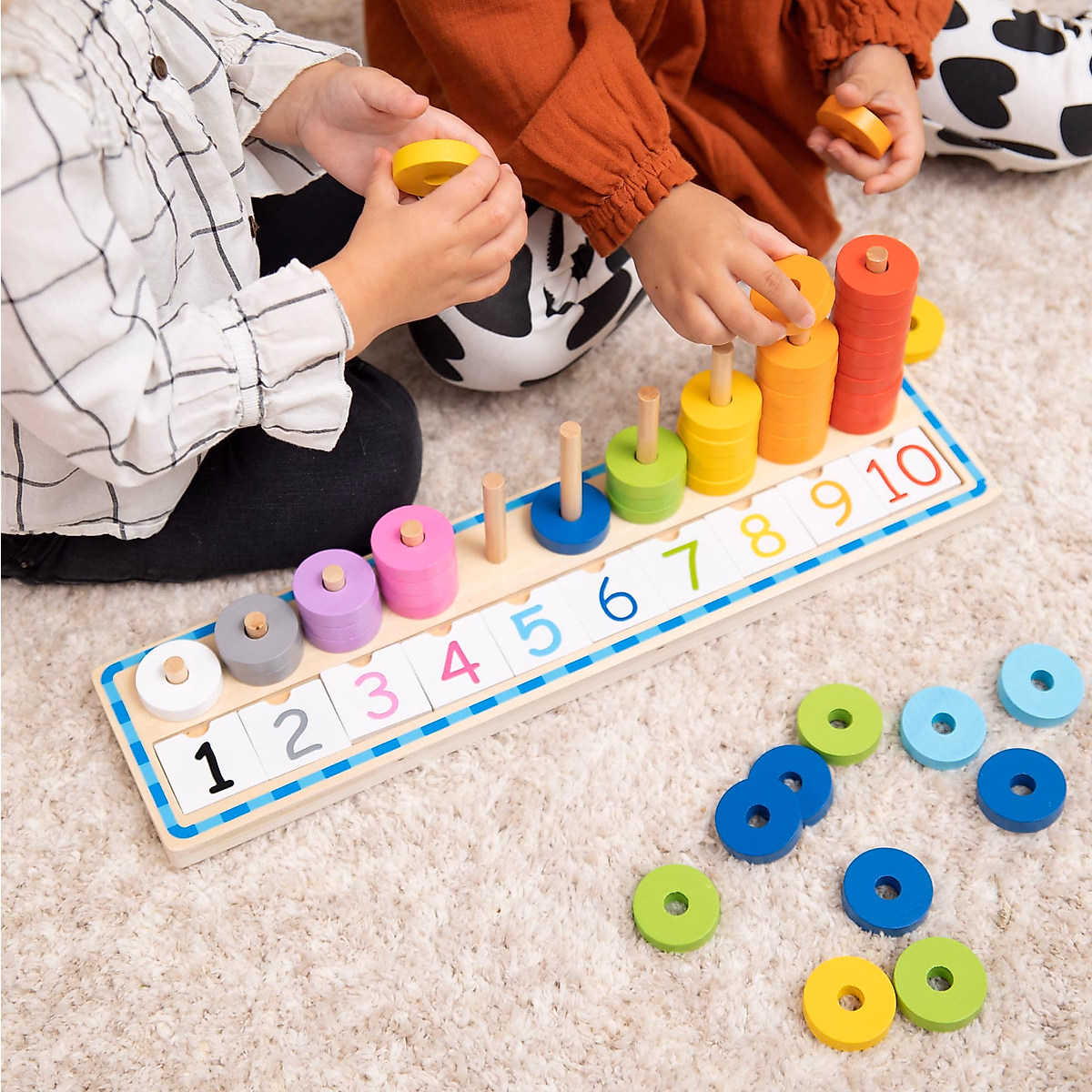 Fat Brain Toys Count and Sort Stacking Tower - Wooden Number-Learning Set, Ages 2+