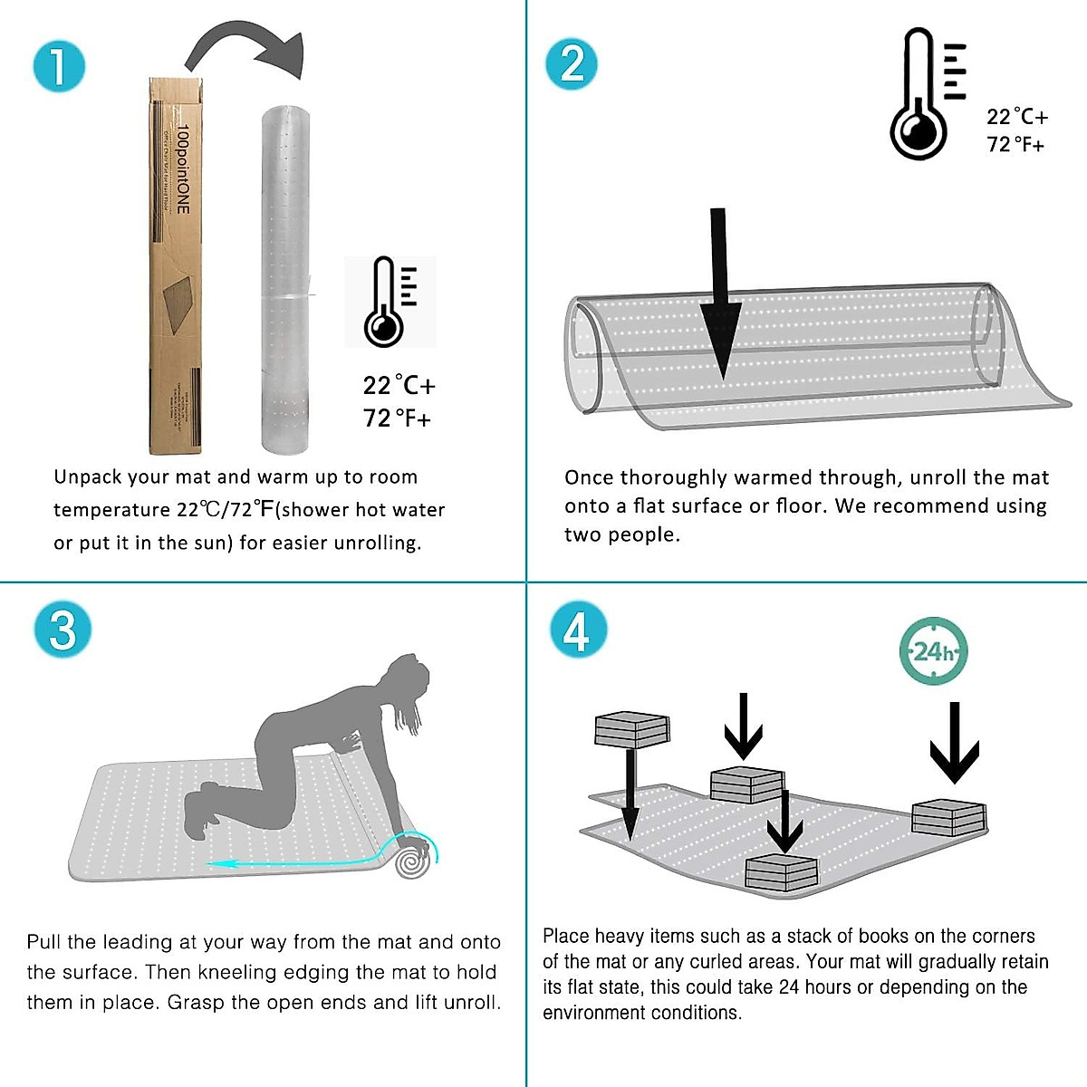 100pointONE Extra Large Office Chair Mat for Carpet, 46" x 60" Clear Desk Chair Mat for Low Pile Carpeted Floors- Easy Glide Plastic Floor Mat for Office Chair on Carpet