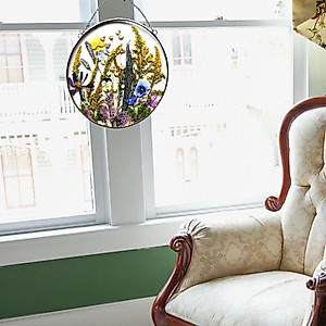 couraged Pressed Flower Ornament Frame, Hanging Acrylic Frame with Pressed Flower, Dried Flower Frame Art Decor, Exquisite Wall Frame Hangings for Home Office Garden