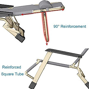 SikrEa Office Desk Chair Recliner Outdoor Garden Foldable Home Office Chair Lounger with Headrest, Deck Chairs Loungers for 550 Lb Capacity of Beach Camping - Gray