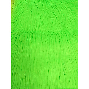UV Reactive Solid Shaggy Faux Fur Fabric Sold by The Yard DIY Coats Costumes Scarfs Accessories Fashion (Neon Green)