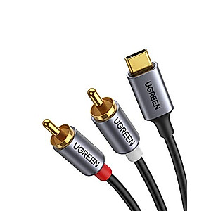 UGREEN USB C to RCA Audio Cable Type C to 2RCA Male Jack Plug Adapter Car Auxiliary Stereo Speaker Amp Cord Compatible with iPad Pro Air 5 Mini 6, Samsung S23 S22 S21 Ultra S20, Pixel 7 Pro, 5FT