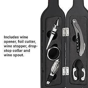 Let's Make Memories Personalized 5 Piece Tool Set - Wine Talk - Wine Bottle Opener - Unique Bar Accessories - Bottle-Shaped Holder - Personalize with Name