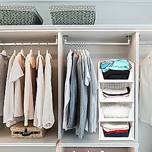 8 Pcs Stackable Storage Drawers Closet Organizers and Storage Foldable Closet Organizers Plastic Folding Box Shelves Collapsible Bin Baskets Container for Wardrobe Bathroom (White)