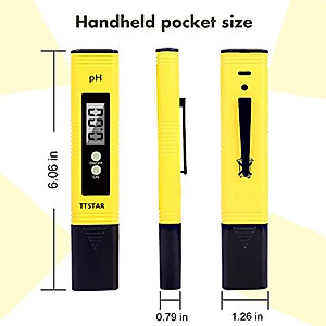 TTSTAR Digital PH Meter Tester, 0.01 High Accuracy Quality 0-14 Measurement Range for Household Drinking, Pool and Aquarium Water PH Tester Design with ATC