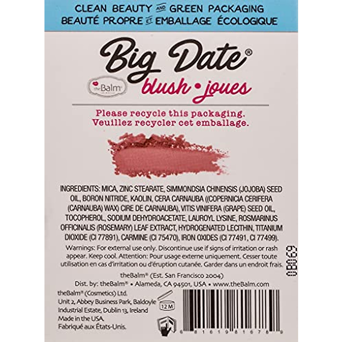 theBalm Clean and Green Powder Blush - Big Date
