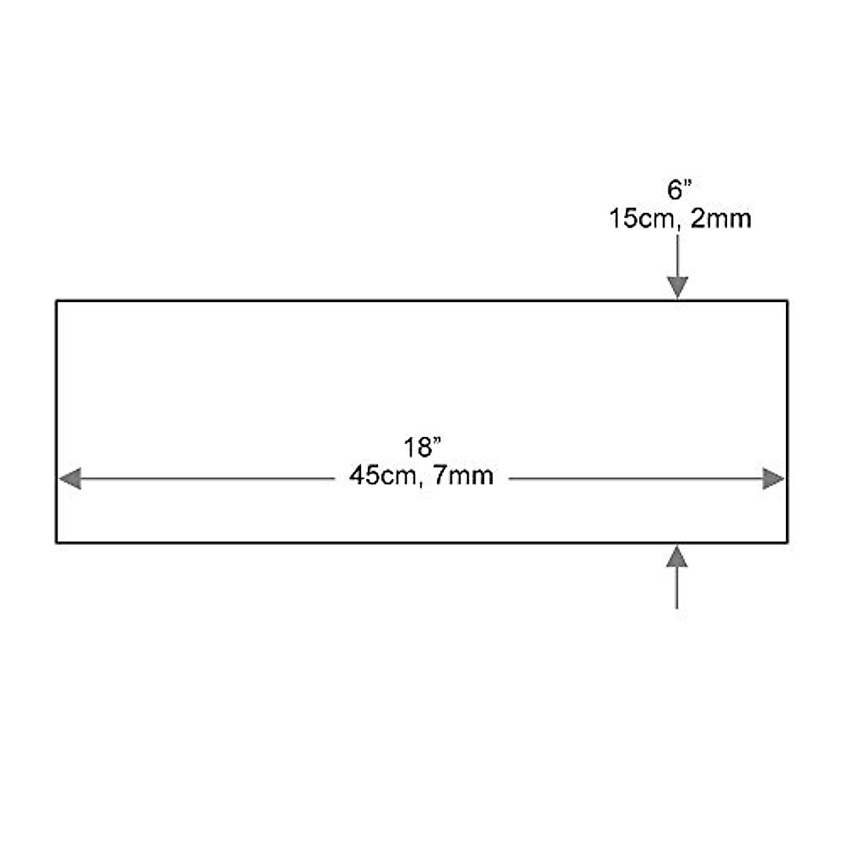 Rectangle Floating Glass Shelf 6 x 18 Inch, 1/4 Inch Thick