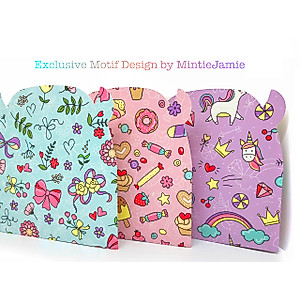 MintieJamie Handle Cardboard Treat Boxes 6.25 X 3.5 X 3.5 Inches, Pack of 12pcs Pastel Color Cute Birthday Boxes, Party Favor Gifting Gable Boxes