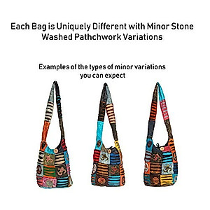 Blue Red Hobo Cotton Sling Cross Body Messenger Shoulder Bag Hippie Boho Bohemian Light Roomy Spacious (COLORFUL OM)