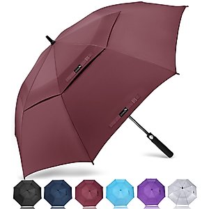 ZOMAKE Large Golf Umbrella 62 Inch - Double Canopy Vented Golf Umbrellas for Rain Windproof Automatic Open Golf Push Cart Umbrella Oversize Stick Umbrellas for Men Women(Red)