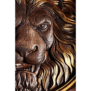 Lion Head Leo Carved Wood furniture appliques Furniture Onlay Wood rosette wood carvings Wall Hanging art