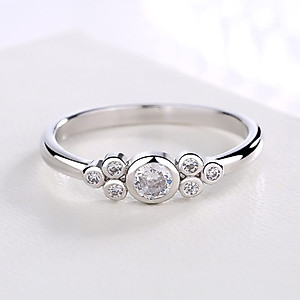 Amy & Annette Sterling Silver Round Ring with Crystals from Genuine - Great Gift Idea for Every Occasion - Size (7 / 21mm L x 2mm W)