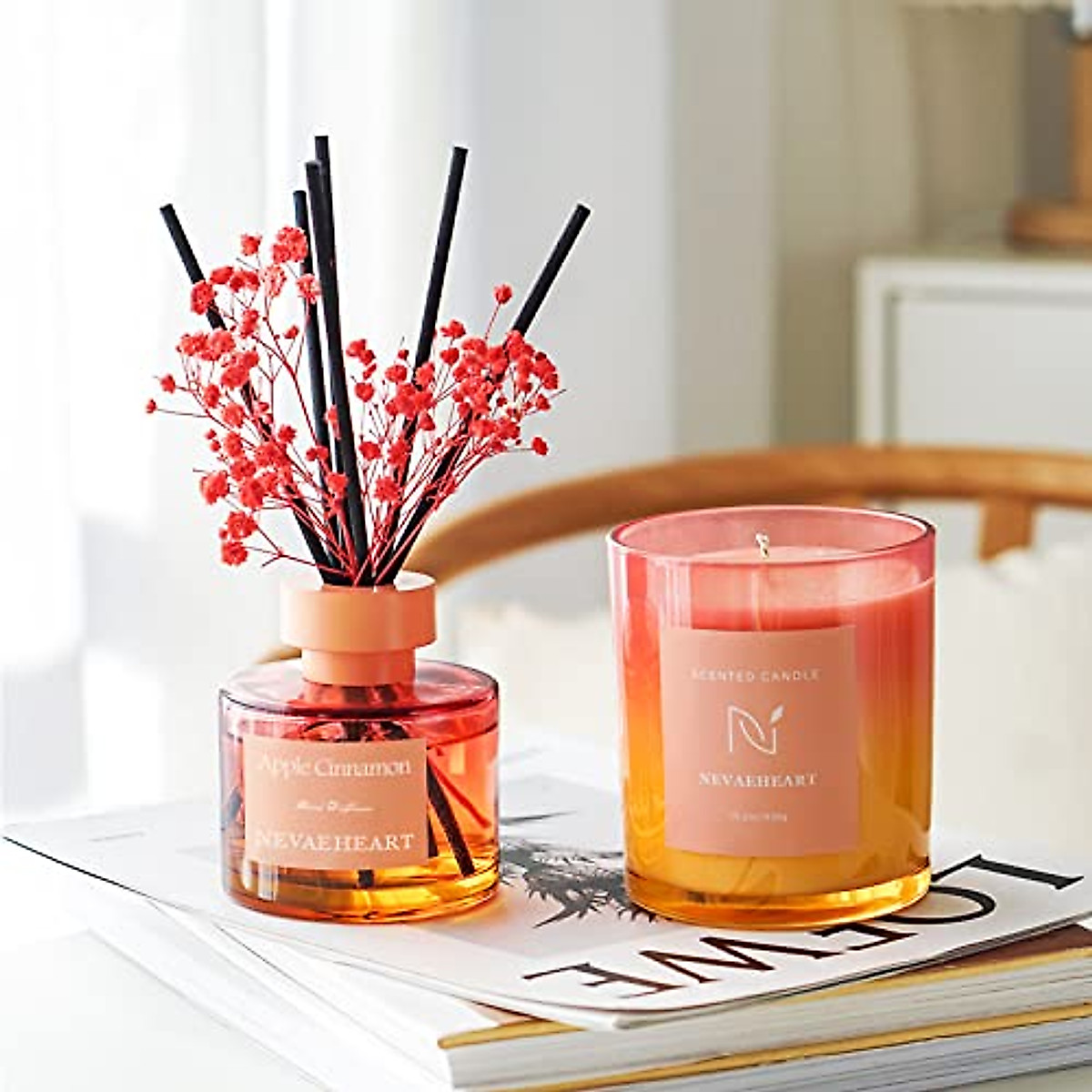 NEVAEHEART Scented Candle for Home,Pine&Eucalyptus,15.17 OZ Candle Gift Set for Women, Natural Soy Wax, Home Fragrance with Gift Box Valentines Day Decor