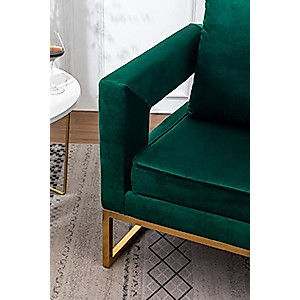 Roundhill Furniture Lenola Upholstered Accent Arm Chair, Green 27.5D x 29.75W x 34.5H in
