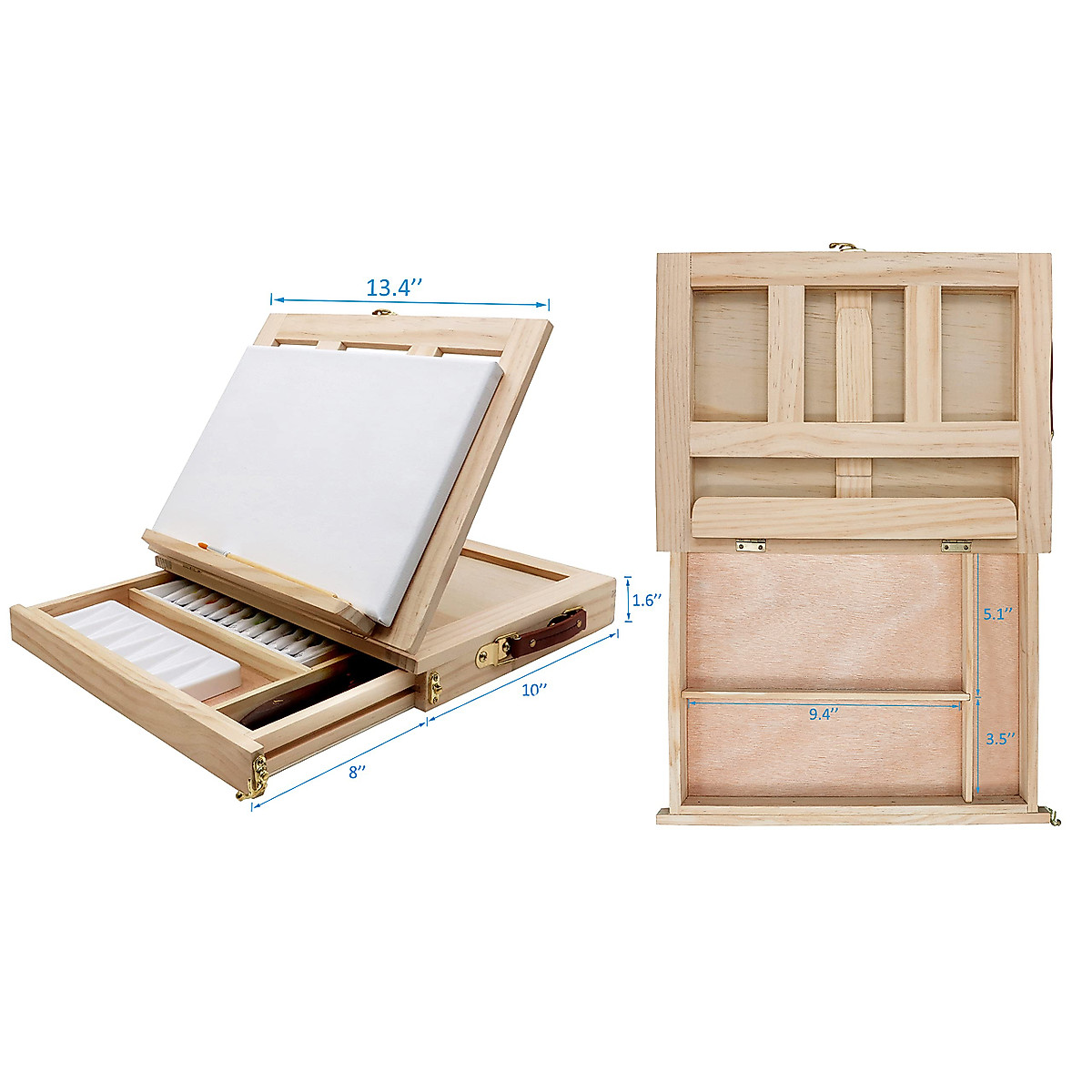 LUCYCAZ Tabletop Easel Set - Easel for Painting Canvases, Painting Easel Kits for Kids and Adults with Wood Canvas Stand, 12 Colors Acrylic Paints, 2 Brushes, Plastic Palette and Palette Knives