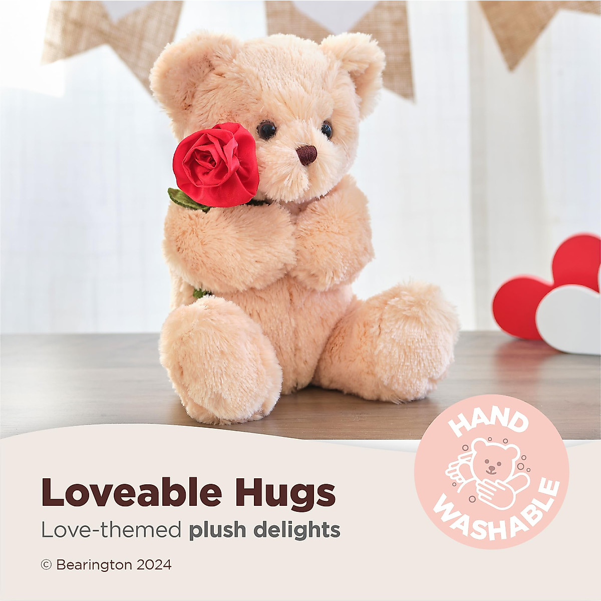Bearington Remington The Teddy Bear, 9.5 Inch Valentine's Day Stuffed Animal, Ideal for Valentine's Gift for Kids & Girlfriends
