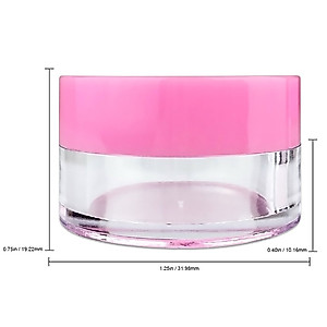 50 Jars - Beauticom High-Graded 5 Grams/5 mL BPA Free Thick Clear Acrylic 100% NO LEAK Plastic Jars empty Container Pink Lid for Cosmetic, Lip Balm, Beads, Creams, Lotion, Liquids, Sample, Travel