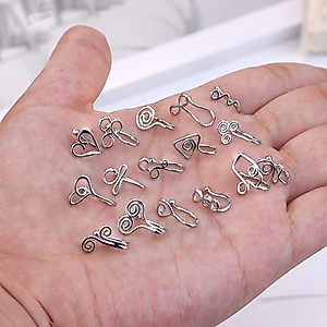 VALDEAS 16 Pcs African Nose Cuff Non Pierced Faux Nose Rings for Women Clip on Nose Cuffs Silver
