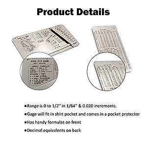 Pipe Pit Gage 0-1/2'' In 1/64'' Increments Handy Formulas Pipe Welding Undercut Stainless Steel