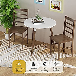 Giantex Dining Chairs Set of 4, Easy to Assemble, Farmhouse Style, Sturdy Wooden Traditional Kitchen Dining Room Chairs, Walnut