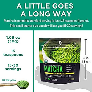 Jade Leaf Matcha Organic Green Tea Powder - Culinary Grade Premium Second Harvest - Authentic Japanese Origin (1.06 Ounce Pouch)