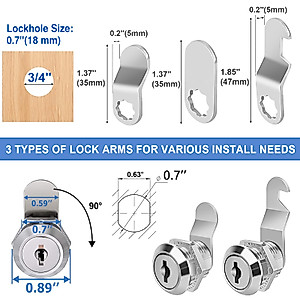 Cylinnda Cabinet Locks (3 Pack, Zinc Alloy), Keyed Alike Cam Lock for Tool Box, RV Storage, Mailbox, 5/8"