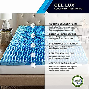 Thomasville GelLux Cooling Foam Mattress Topper, 3", Twin, Blue