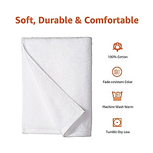 Amazon Basics Quick-Dry Bath Towels - 100% Cotton, 2-Pack, White