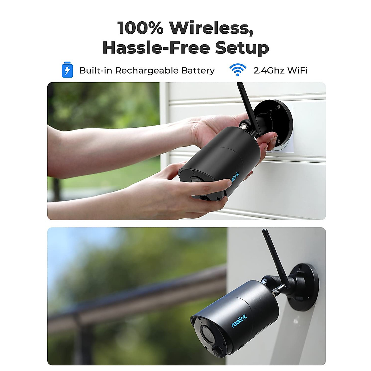 REOLINK 2K Solar Security Camera Wireless Outdoor, Argus Eco-B+Solar Panel, No Monthly Fee, Human/Vehicle Detection, 3MP Night Vision, 2-Way Audio, WiFi Home Security Camera Works with Alexa(2 Pack)