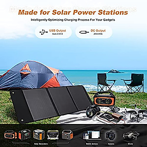 Aguei Upgrade 120W Foldable Solar Panel Monocrystalline for Portable Power Station Solar Generator Solar Charger 12V Battery with Auto 2.0/3.0 USB, for Outdoor RV Camper Off Grid Solar Power Backup