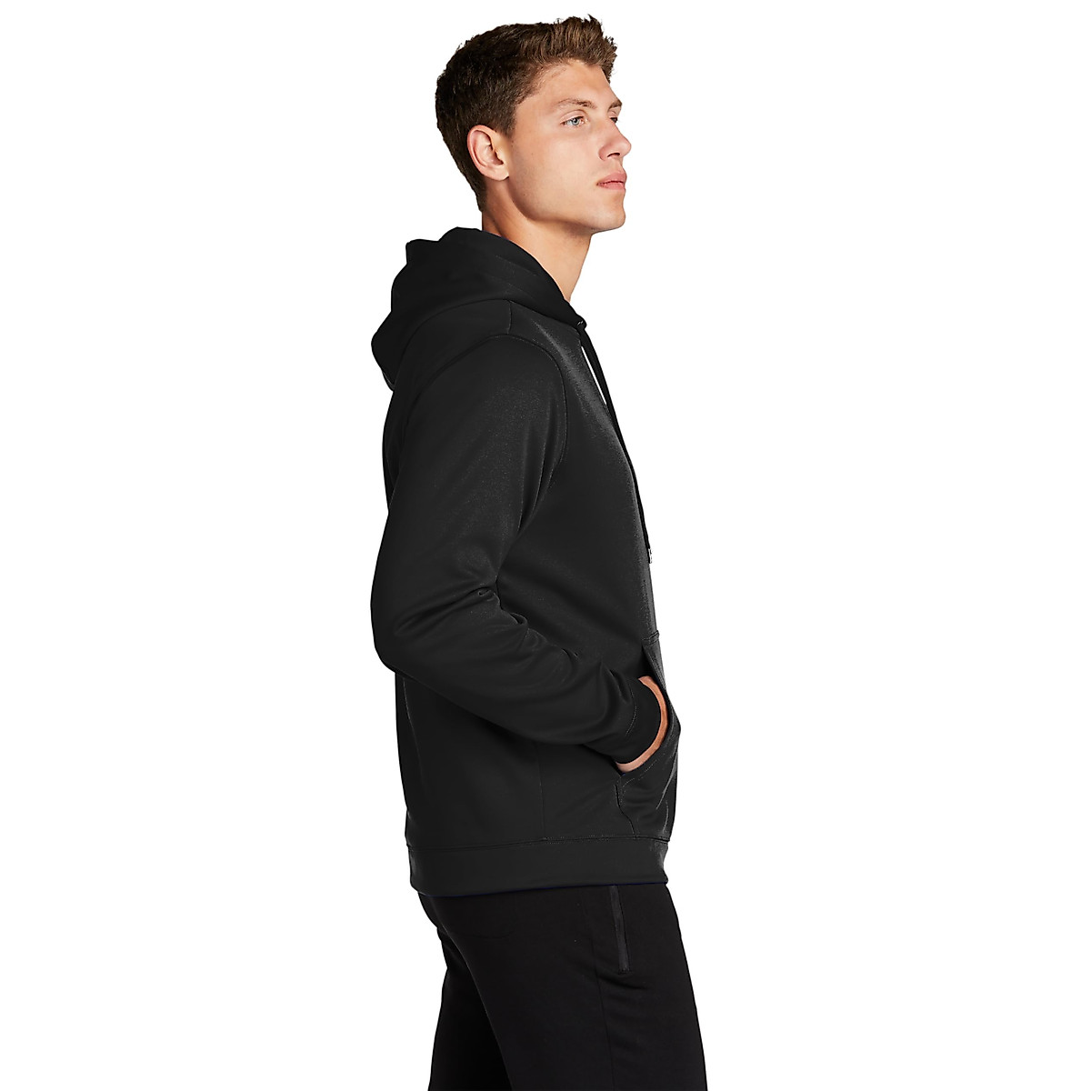 SPORT-TEK Sport-Wick Fleece Hooded Pullover F244, Black, X-Large