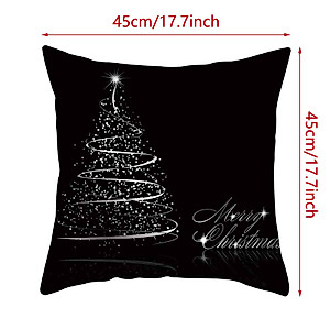 Akabsh Peach Skin Pillowcase Cushion Cover,Throw Pillow Cover for Bed Sofa Chair Cushion Cases, Christmas Tree Happy Holiday Blessing Gift Throw Pillow Cover Cushion Case 17.8" x 18"