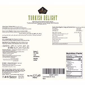 Cerez Pazari Turkish Delight Pistachio Candy Gourmet Premium Vegan Sweets Medium Gift Box 420g | Sweet Luxury Traditional Confectionery Soft Candy Dessert Glucose Free Lokum (Loukoumi) | Apprx.42 Pcs