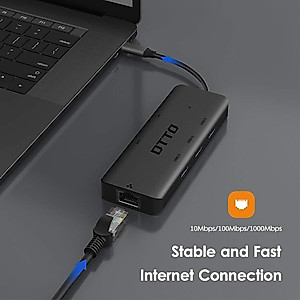 DTTO USB-C Hub 6-in-1 with 4K@60Hz HDMI, 1Gbps RJ45 Ethernet Adapter, 90W PD Power Delivery, 3X USB 3.0 Ports, Thunderbolt 3 Multiport Dongle for MacBook, iPad Pro, XPS, and More, Space Grey