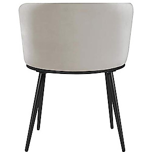 Meridian Furniture Skylar Collection Modern | Contemporary Upholstered Dining Chair with Rounded Back and Sturdy Iron Legs, Set of 2, 23.5" W x 23.5" D x 30" H, Cream Velvet, Matte Black