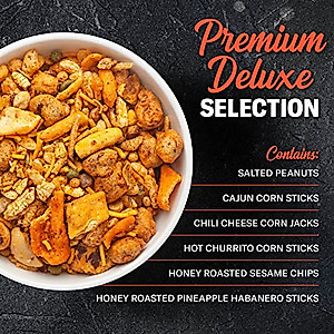 Sweet & Spicy Snack Mix - 7 oz Individually Wrapped Snack Bags - 6 Pack Bulk Snacks - Contains Peanuts - Trail Mix Individual Snacks for Adults - Party Mix & Pub Mix of Savory Hot Crunchy Salty Snacks