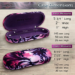 MyEyeglassCase Women Hard Glasses case - Eyeglass Case Hard Shell in Damask Microfiber Print - Small Sunglasses case with Microfiber Pouch and Cloth (AS166L Purple Damask)